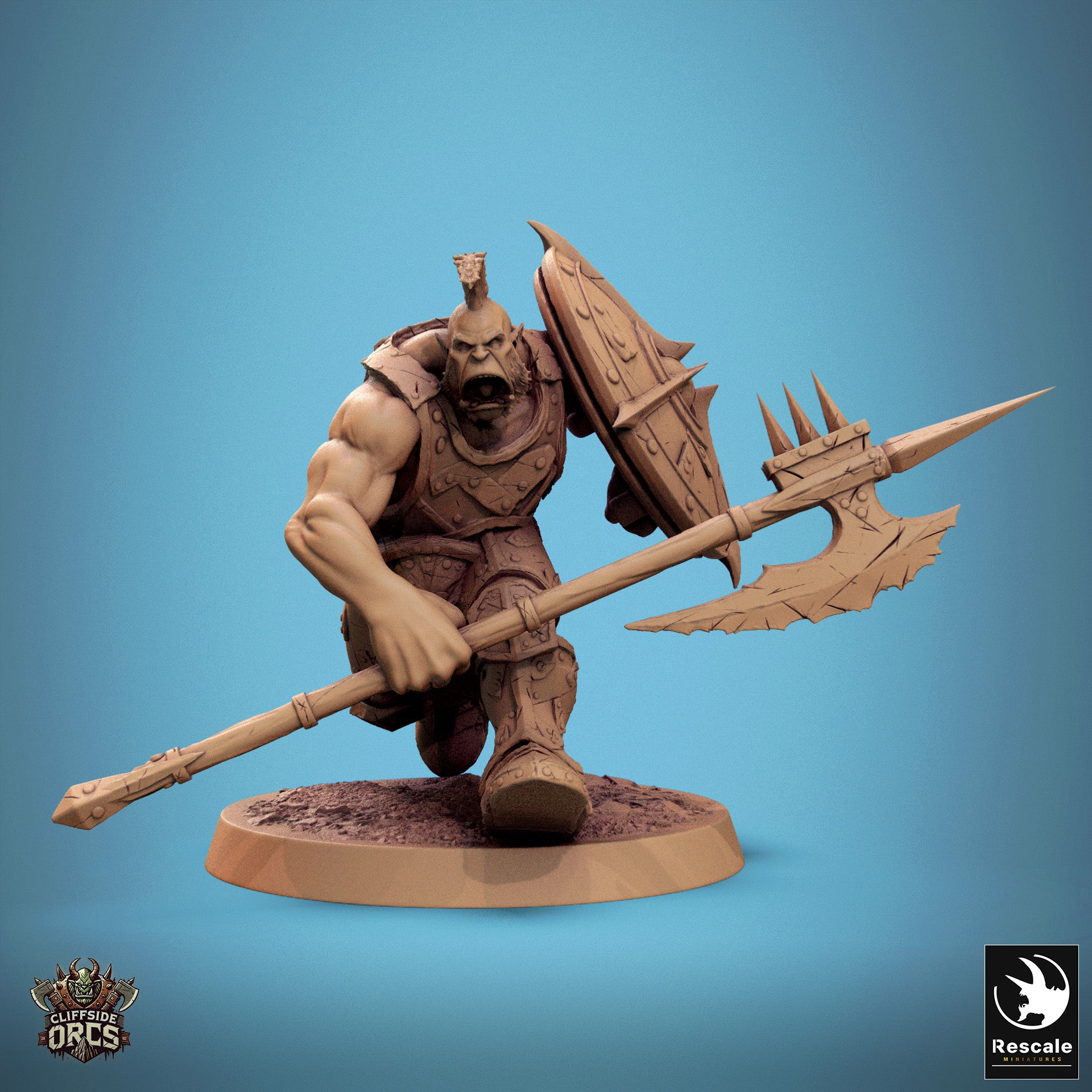 Orc Infantry Soldier - Run - Halberd and Shield – Resin Reborne