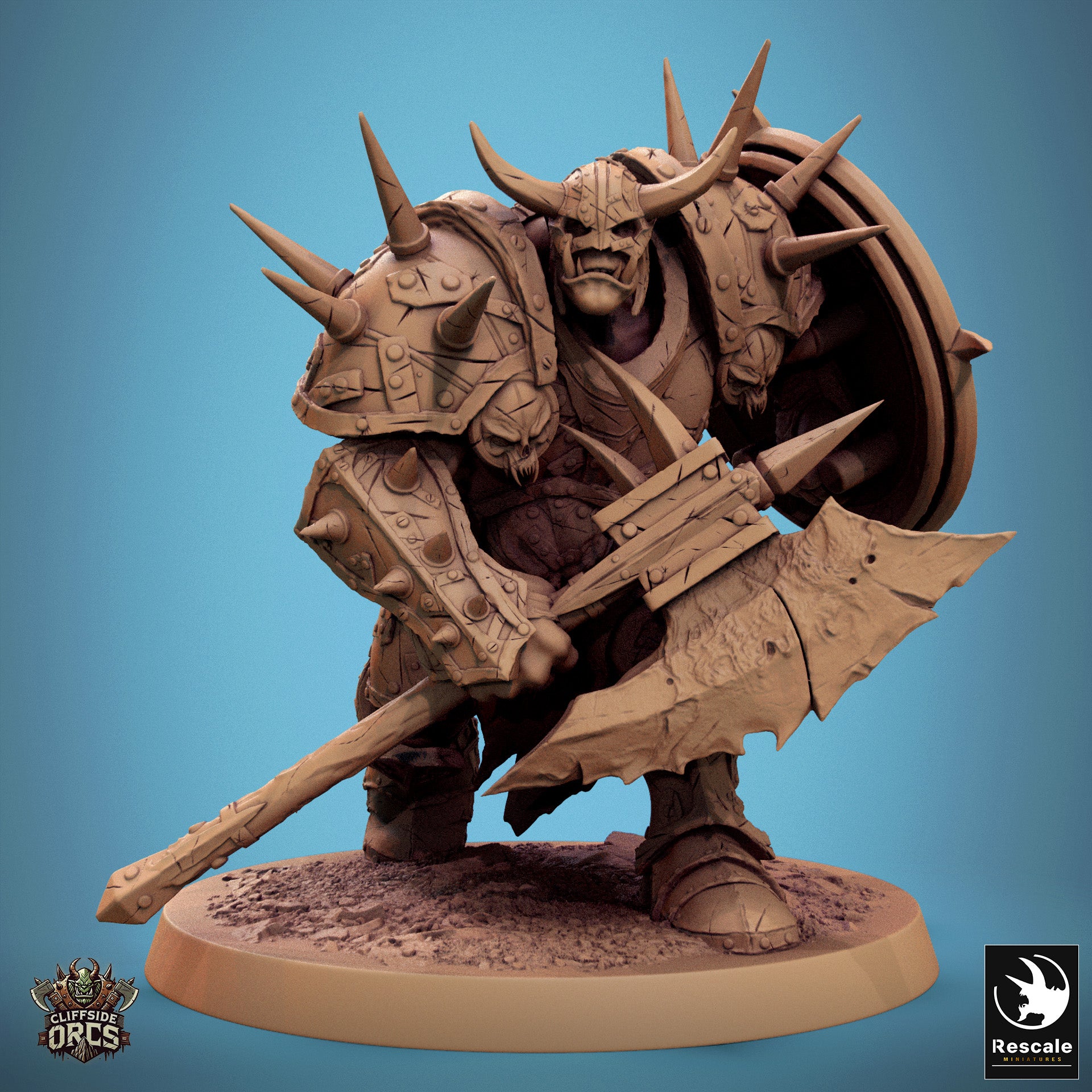 Brutal Orc - Stand - Walk forward - Axe and Shield – Resin Reborne