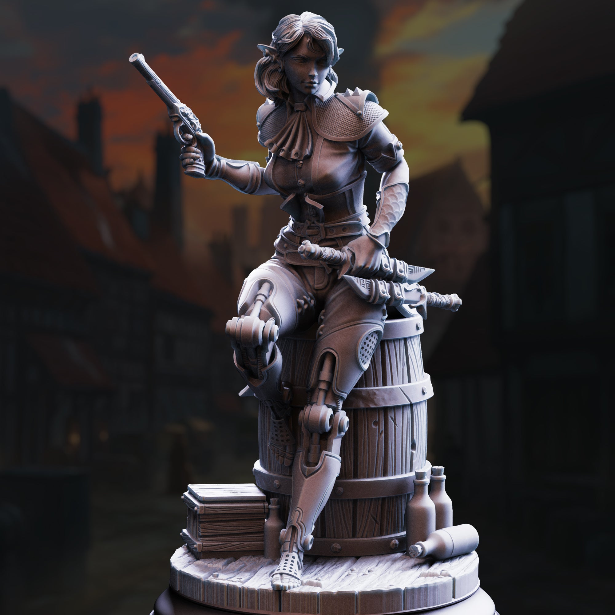 Priscilla: Half-Elf, Half-Warforged Pirate – Resin Reborne